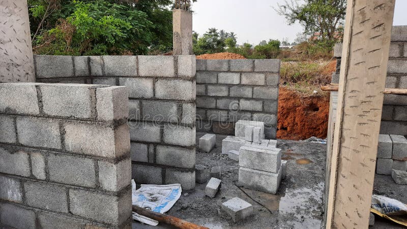 Closeup of Residential Building Foundation Construction and Soil is ...