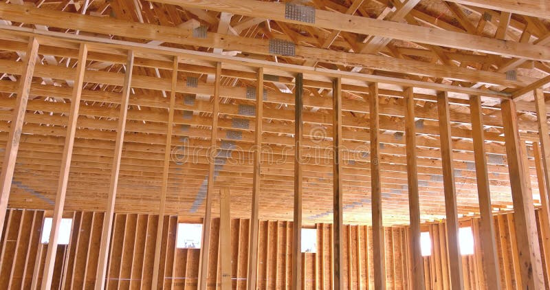 Closeup New Stick Built Home Under Construction Under Framing Structure ...