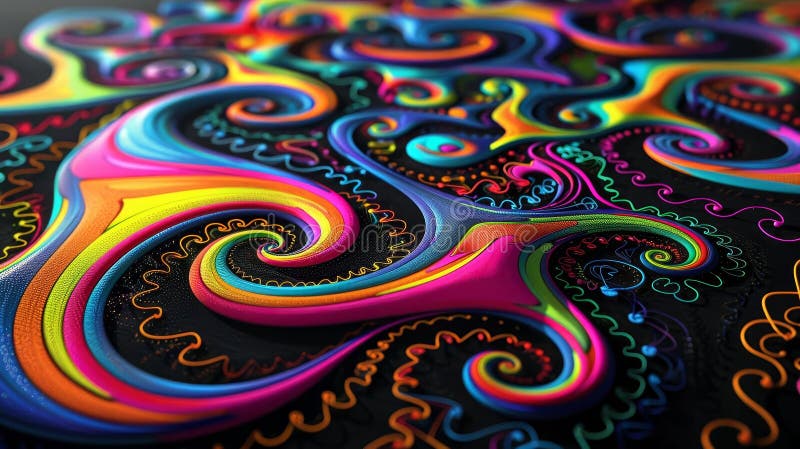Closeup Noblur 3D Model Abstract Art of Psychedelic Visual of Swirling ...