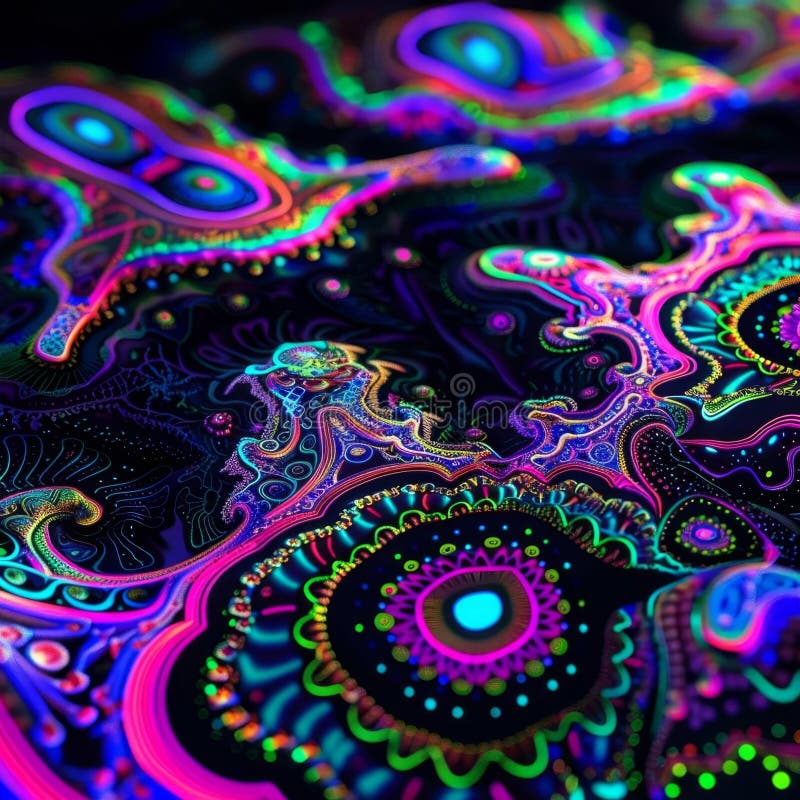 Closeup Noblur 3D Model Abstract Art of Psychedelic Visual of Swirling ...