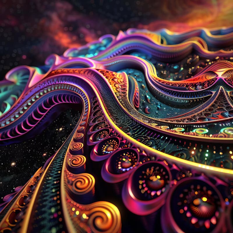 Closeup Noblur 3D Model Abstract Art of Psychedelic Visual of Swirling ...