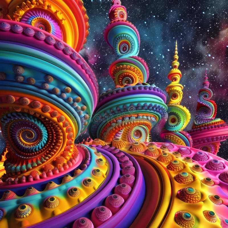 Closeup Noblur 3D Model Abstract Art of Psychedelic Visual of Swirling ...