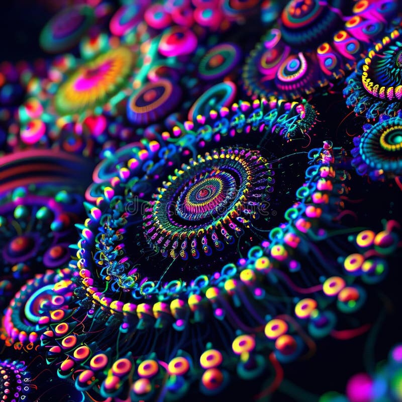 Closeup Noblur 3D Model Abstract Art of Psychedelic Visual of Swirling ...