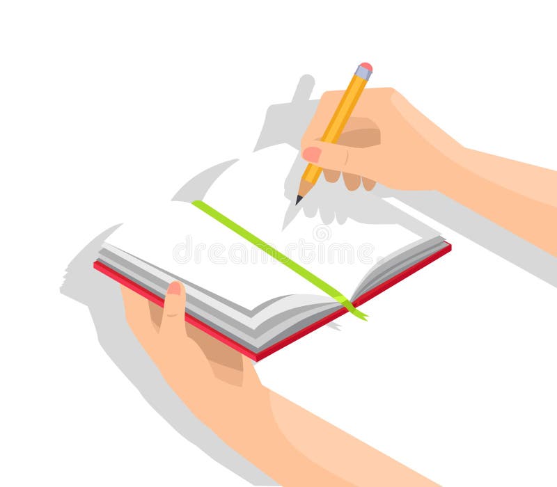 Human Hands and Notebook Isolated Illustration Stock Vector ...