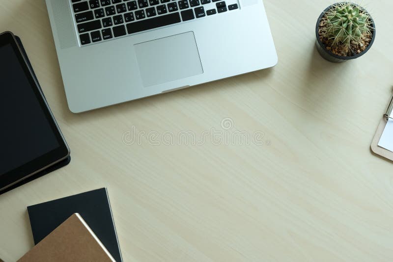 Closeup Notebook Flat Lay Home Office Workspace Top View Stock Image ...