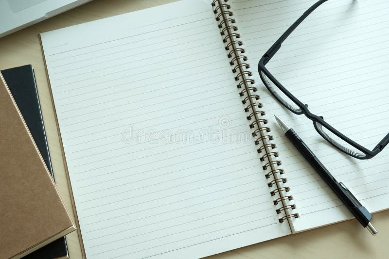 Closeup Notebook Flat Lay Home Office Workspace Top View Stock Photo ...