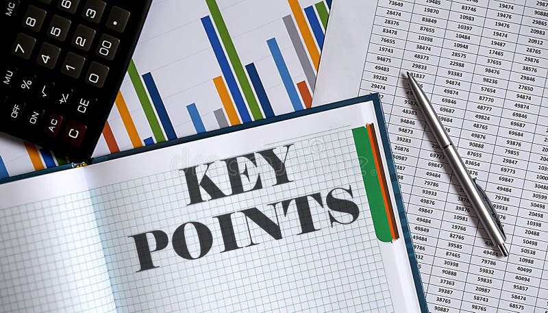 Closeup of Notebook with Text KEY POINTS on the Chart Background Stock ...