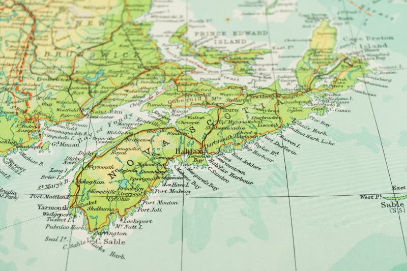 Closeup of Nova Scotia on a Political Map of Canada. Editorial ...