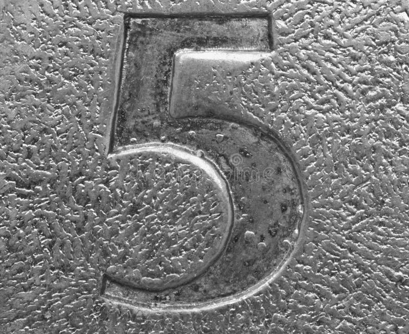 Closeup of the Number Five Embossed in Metal Stock Image - Image of ...