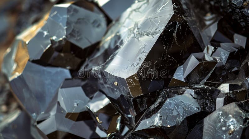 A Closeup of Obsidian with a Smooth Mirrorlike Surface that Reflects ...