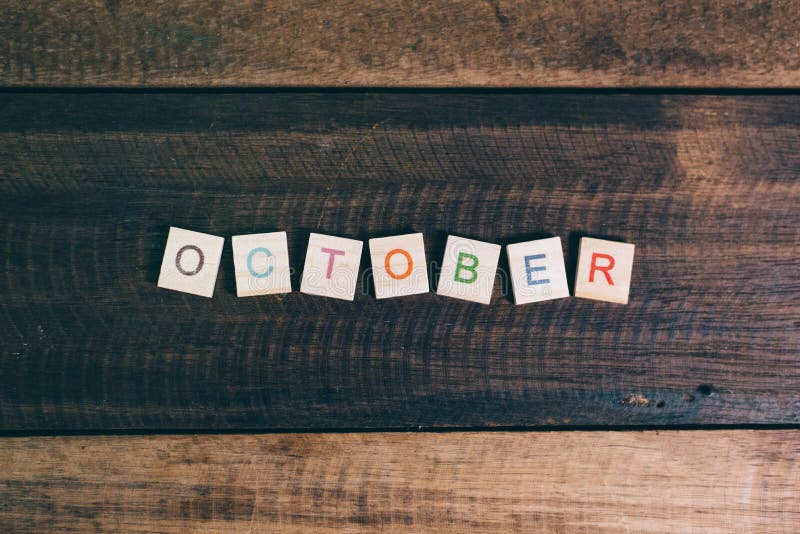 Closeup of OCTOBER Alphabet Tile Stock Photo - Image of alphabet ...