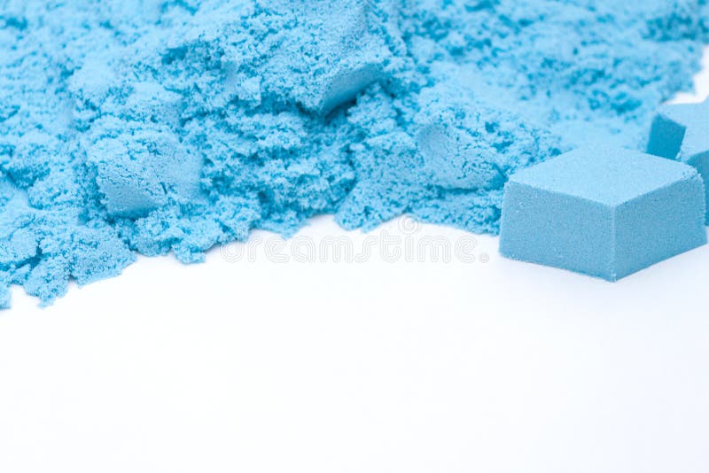 Closeup Og Blue Kinetic Sand on the White Background. Kids Development ...