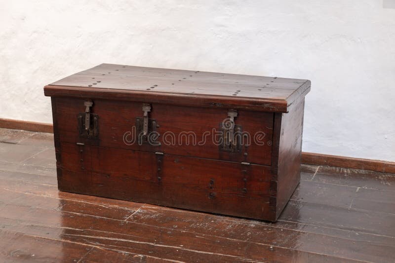 Closeup of an Old Big Wooden Trunk Chest Stock Photo - Image of trunk ...