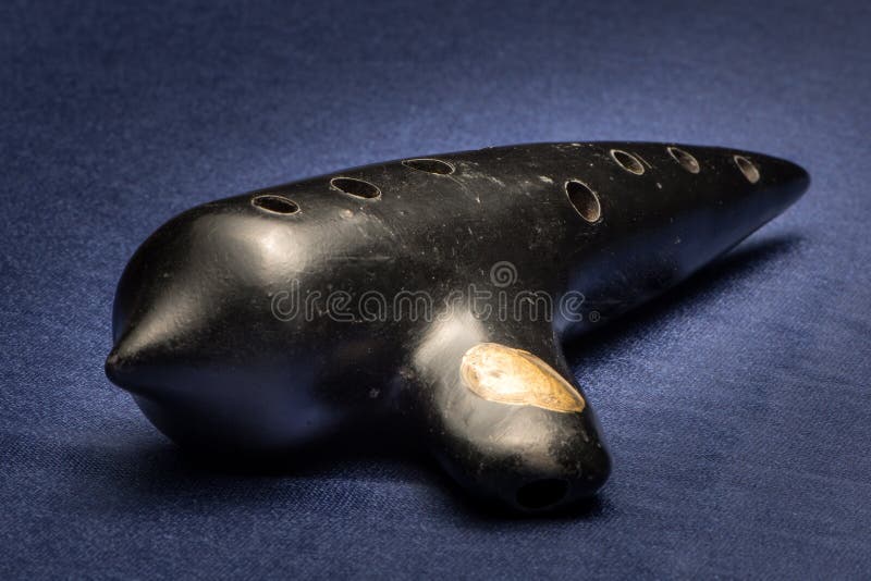 Closeup of an Old Black Medium-sized Okarina Stock Image - Image of ...