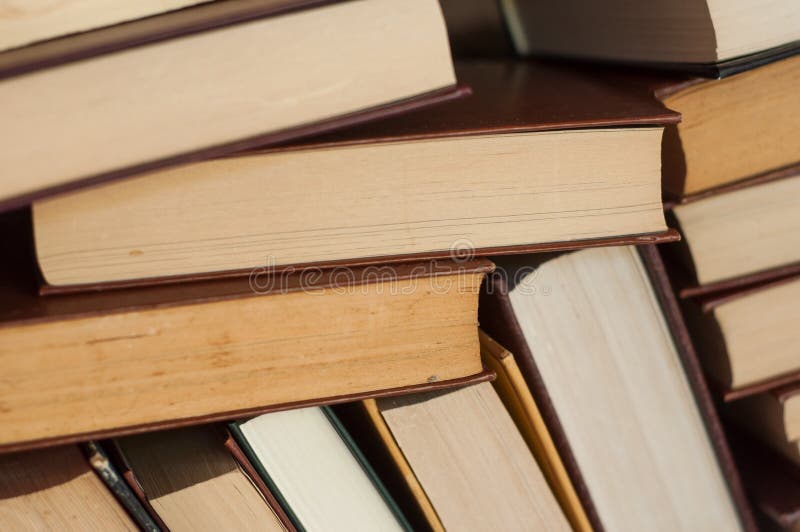 Old Books Pile in a Library Stock Image - Image of leather, document ...