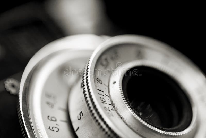 Closeup of old camera lens stock photo. Image of focus - 28139104