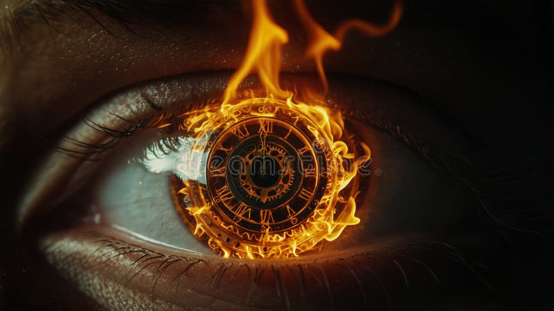 Closeup of an Old Clock with Numbers and Hands Inside a Human Eye Stock ...