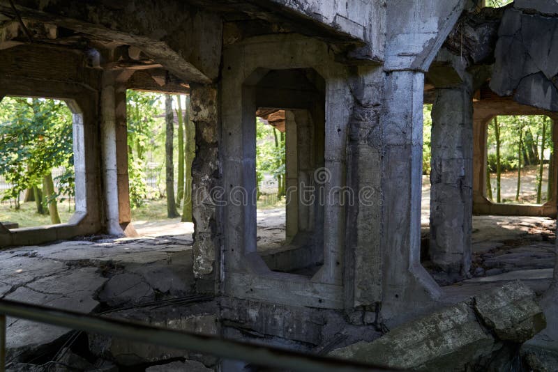 Closeup of an Old Destroyed Building Interior Stock Image - Image of ...