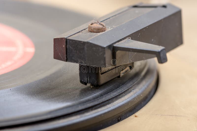 Closeup of Old and Dusty Vinyl Record Player with Arm and Needle in ...