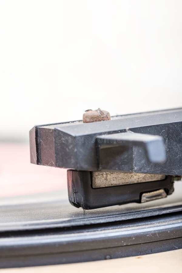 Closeup of Old and Dusty Vinyl Record Player with Arm and Needle Stock ...