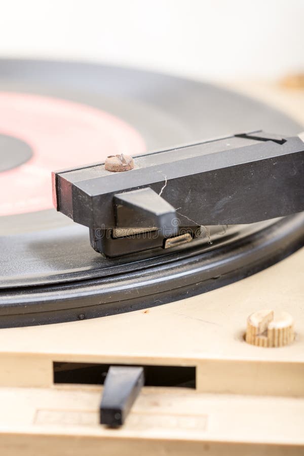 Closeup of Old and Dusty Vinyl Record Player with Arm and Needle in ...