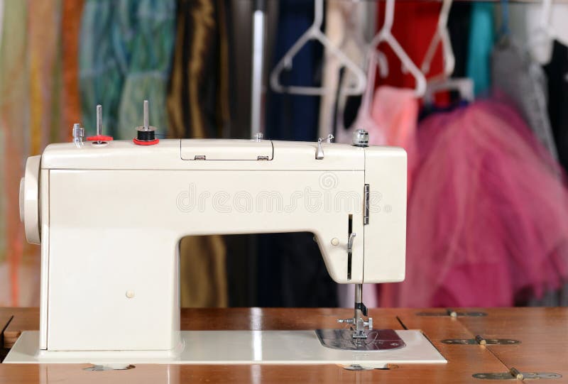 Old Fashioned Sewing Room with Sewing Machine Stock Photo - Image of ...