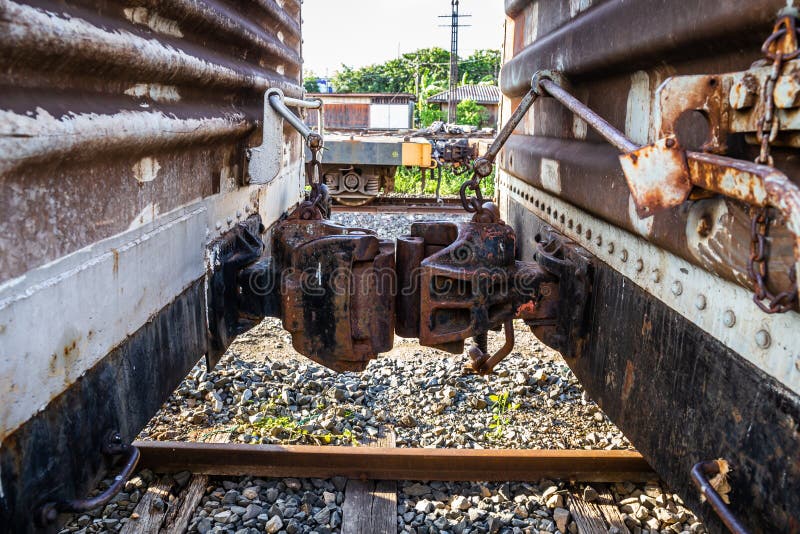 Closeup of Old Joint Container on Railroad Stock Photo - Image of rail ...
