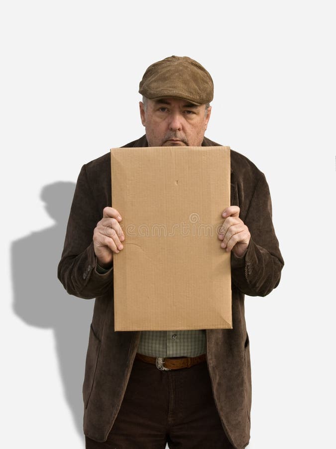 Closeup of Old Man Holding Sign Stock Image - Image of individual, coat ...