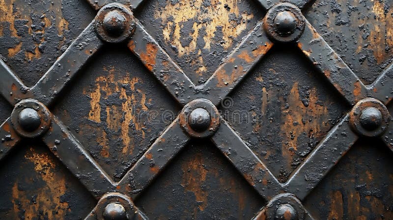 Textured Surface of an Old Metal Gate with Diamond Pattern and Rivets ...
