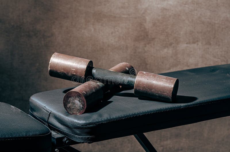 Closeup of Old Metallic Dumbbell on a Gym Equipment Stock Image - Image ...