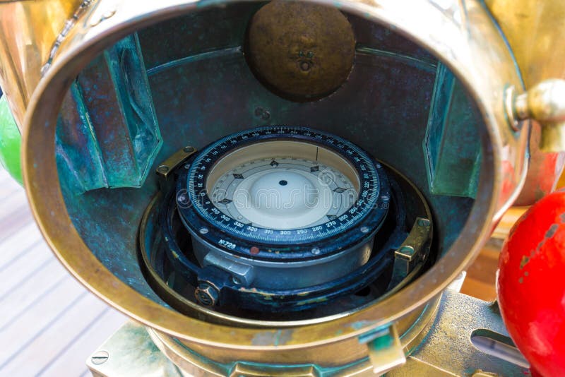 Closeup of Old Naval Gyro-compass on the Ship Stock Image - Image of ...