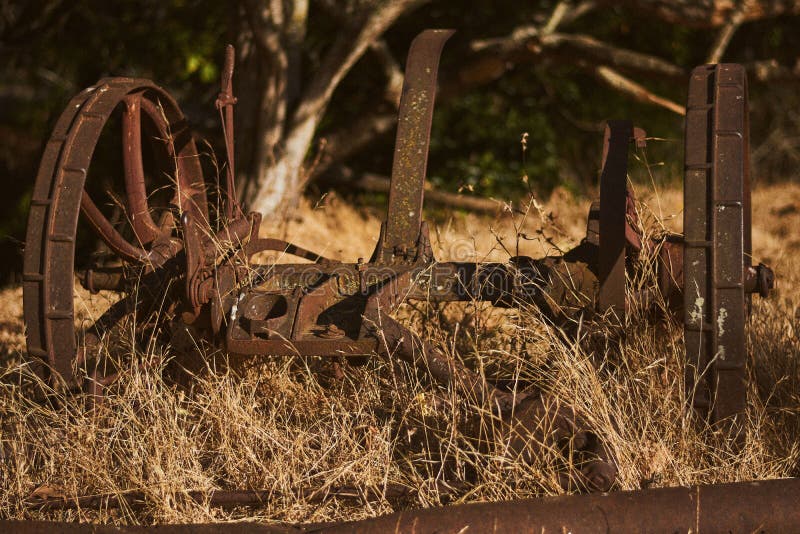 Closeup of Old Rustic Metallic Broken Wheels on a Field Stock Image ...
