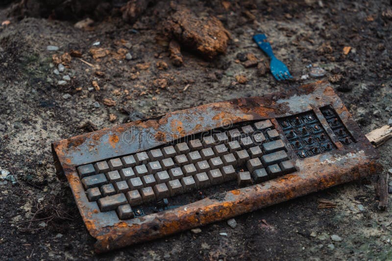 Closeup of an Old Rusty Keyboard in the Trash Stock Image - Image of ...