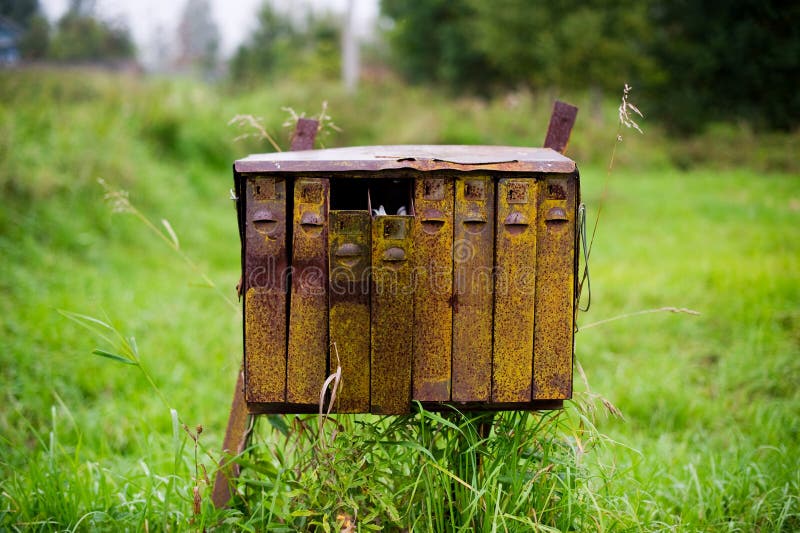 Closeup of Old Rusty Mailboxes in a Village Stock Photo - Image of rust ...