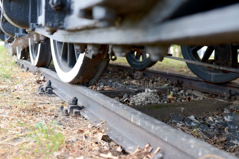 Closeup of Old Steam Train on Rails Stock Photo - Image of machine ...