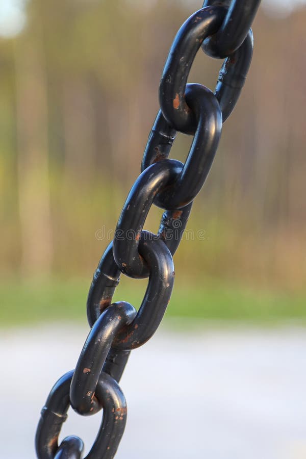 An Old Black Chain with Rust Stains Stock Image - Image of construction ...
