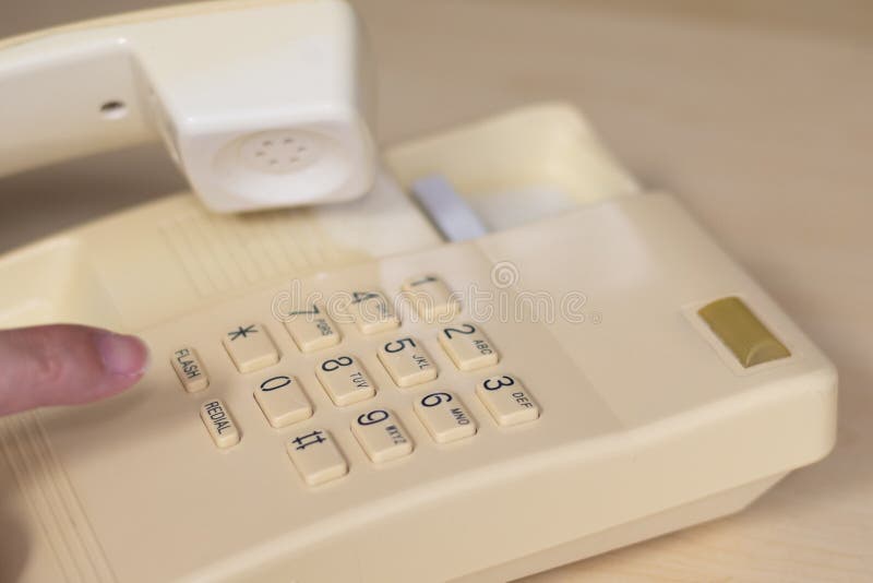 Closeup of Old Style Wired Desktop Telephone - Studio Shot Stock Photo ...