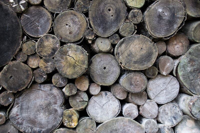 Closeup Old Timber. Stacked Timber Logs All Over for Industry Abstract ...