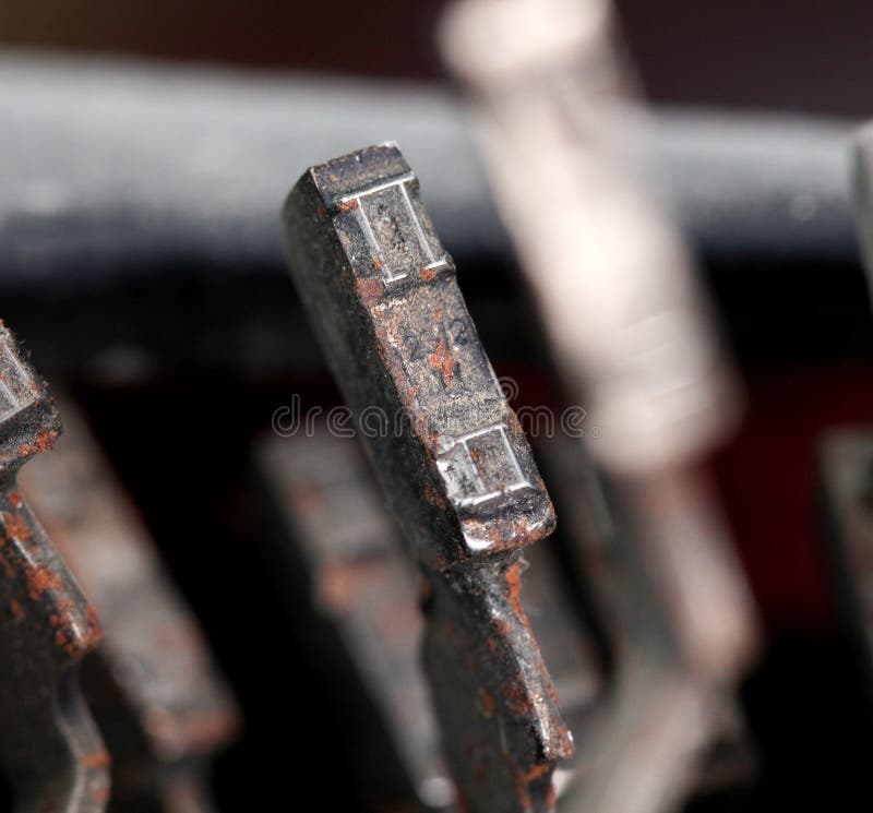 Closeup of Old Typewriter Buttons Stock Image - Image of metal ...