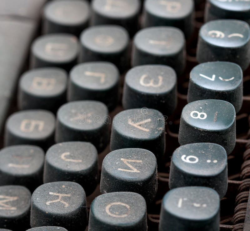Closeup of Old Typewriter Buttons Stock Image - Image of journalism ...