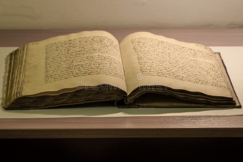 Closeup of an Old Vintage Opened Book on a Desk Stock Photo - Image of ...