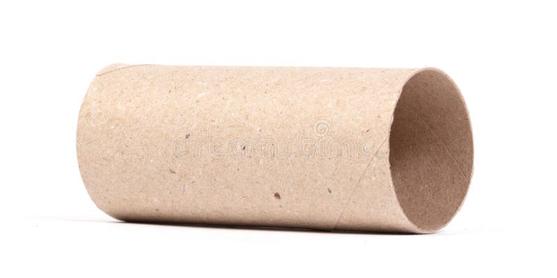 Closeup of One Empty Cardboard Toilet Roll, Isolated on White ...
