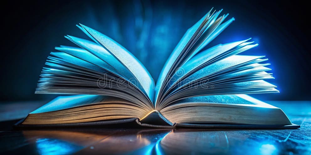 A Closeup of an Open Blue Textbook in a Soft LowLight Setting Perfect ...