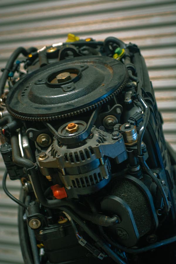 Closeup of an Open Boat Engine Stock Photo - Image of machine ...