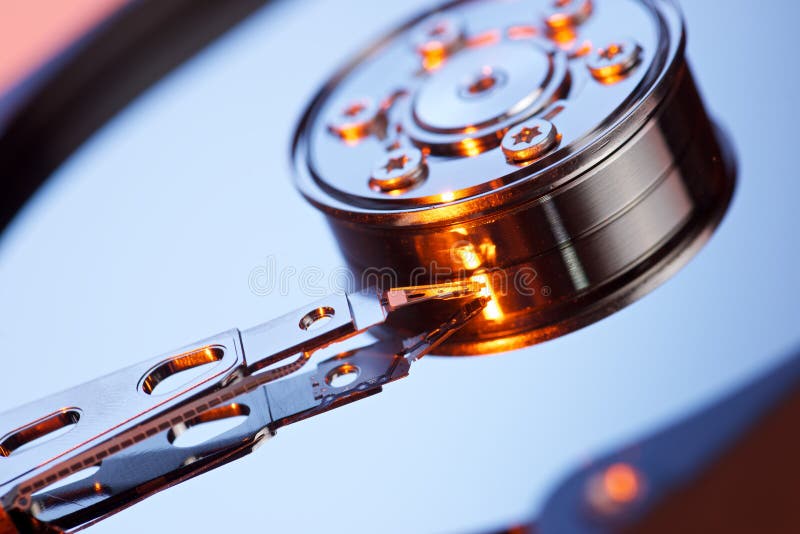 Hard disk close up stock image. Image of blue, industry - 115781123