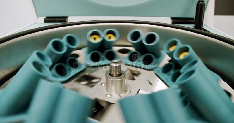 Closeup of Opened Laboratory Centrifuge with Samples Inside Stock Video ...