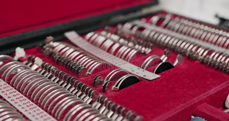 Closeup, Optometrist Equipment and Box with Eye Lenses for Examination ...