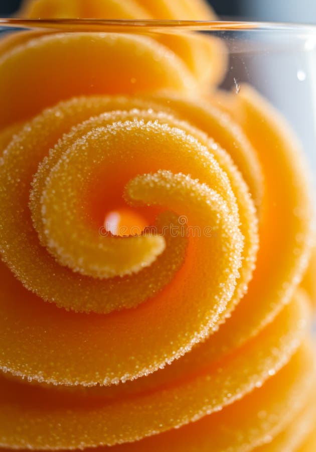 Closeup of Orange Spiral Candy in Glass Stock Illustration ...