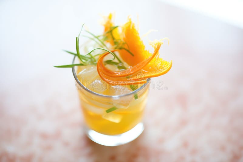 Closeup of Orange Twist Garnish on Glass Rim Stock Photo - Image of ...