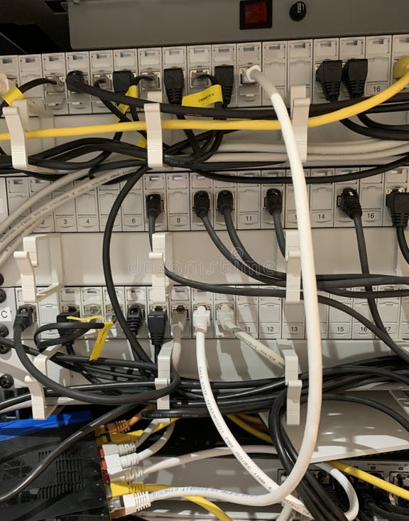 CloseUp of Organized Network Rack with Cables Stock Photo - Image of ...